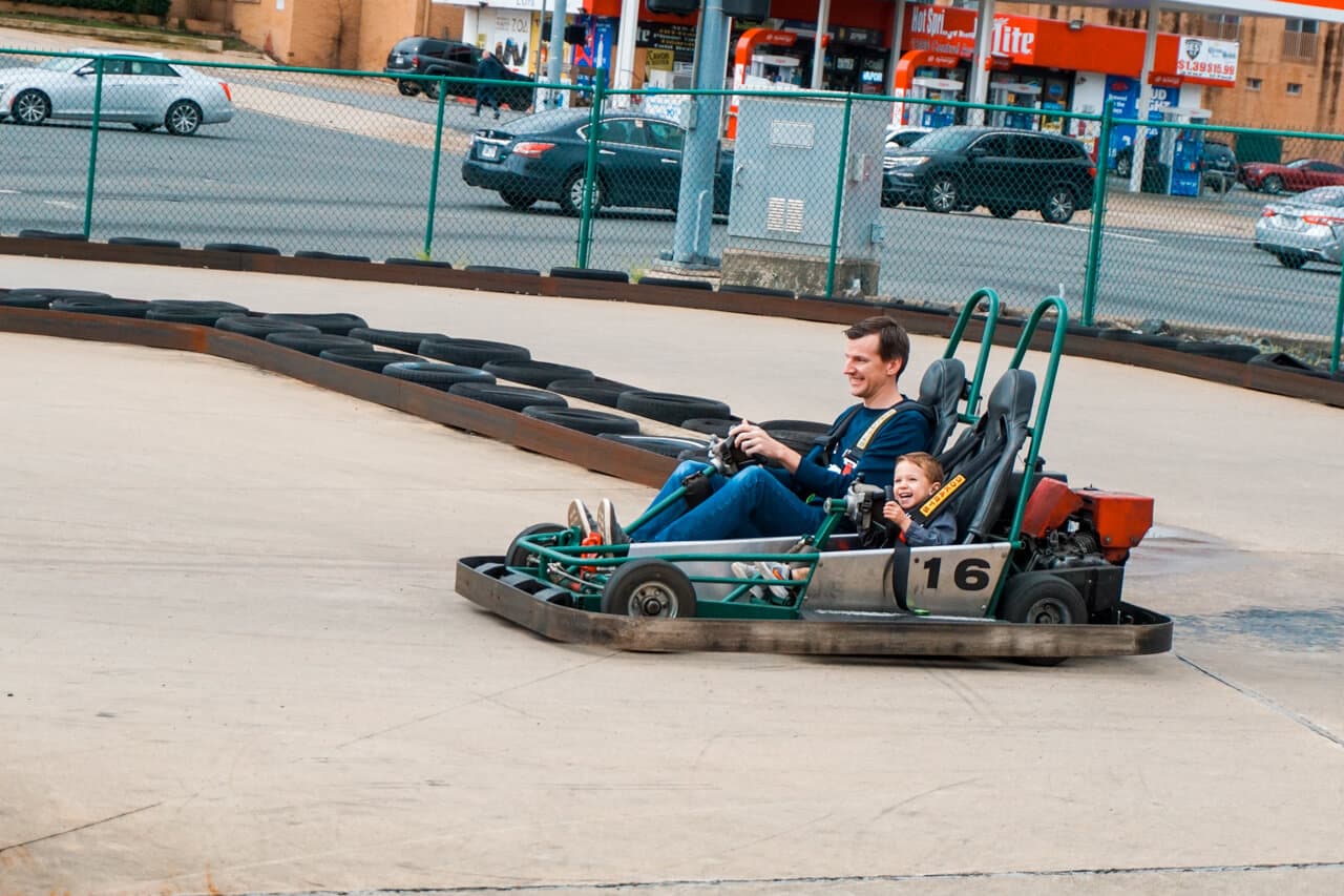 T-Rex Fun Spot Go Karts with Daddy - Our Sweet Adventures