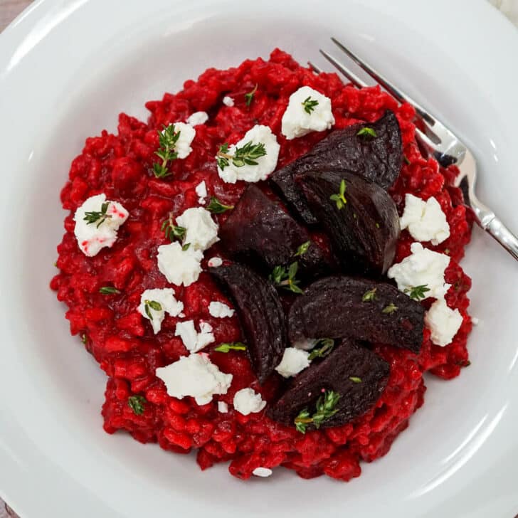 Roasted Beet Risotto with Goat Cheese - A Healthy Italian Recipe